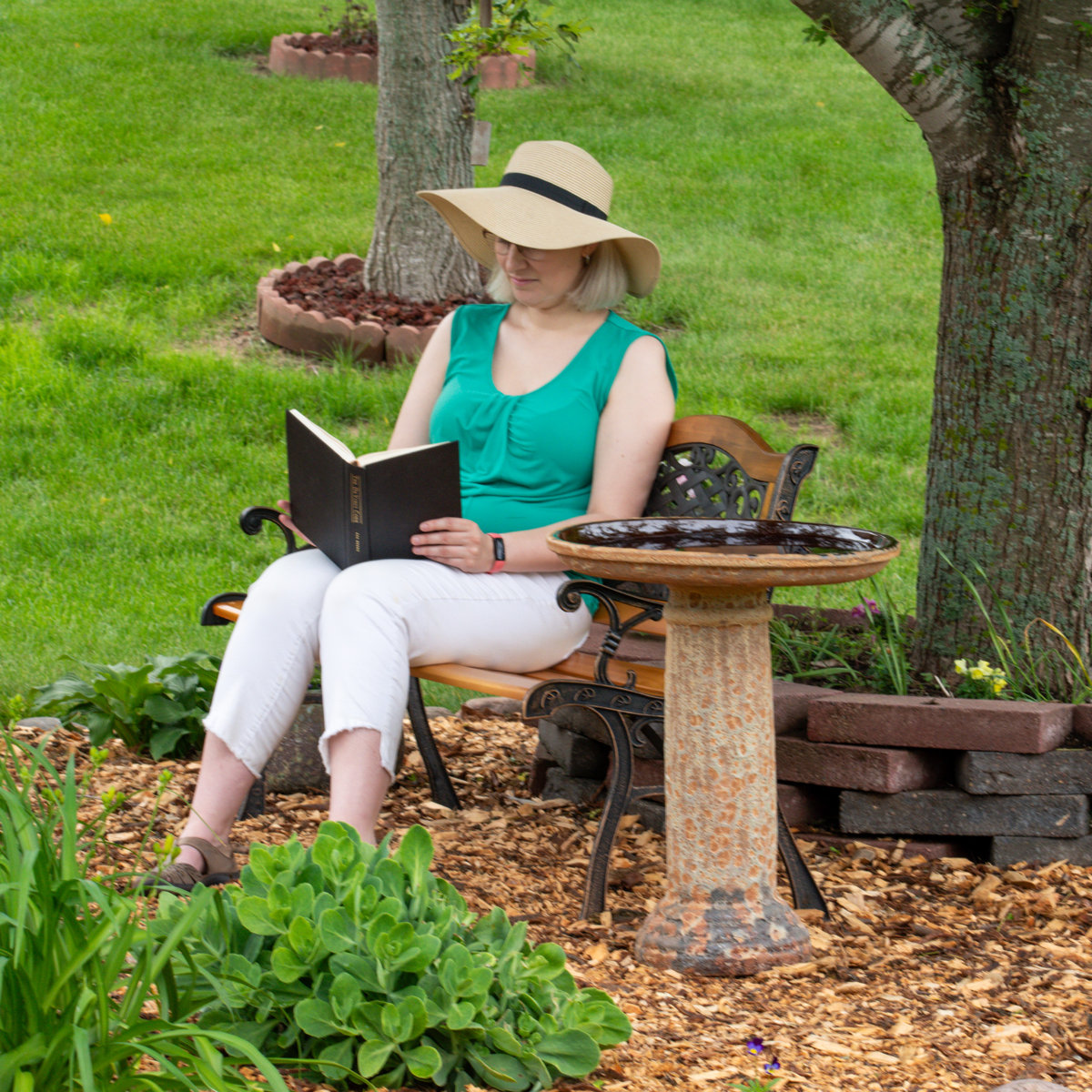 Lark Manor™ Ashik Freestanding Ceramic Outdoor Bird Bath with UV-Resistant Brown Lava Finish ...